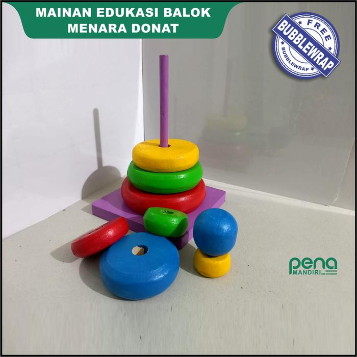 Jual Mainan Edukasi Anak - Kayu Balok Susun Ring Donat ( Wooden Toy ...