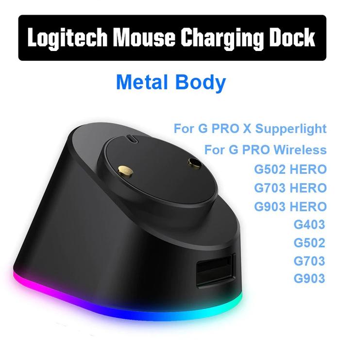 Jual XVX Metal Wireless Mouse Charging Dock RGB untuk Logitech Mouse G ...
