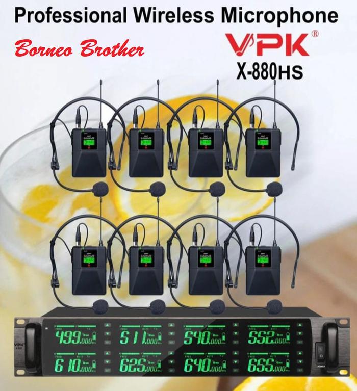 Jual Mic Wireless 8 Channel VPK X 880 HS X-880HS Original 8 Mic Headset ...
