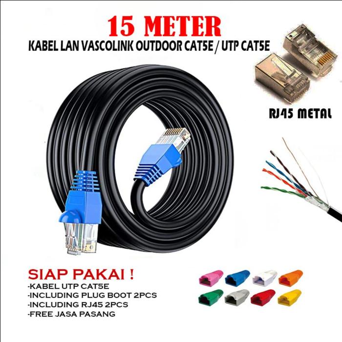 Jual UTP 15 METER KABEL LAN OUTDOOR UTP VASCOLINK CAT5E UTP 15 METER ...