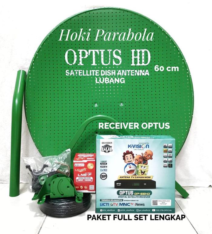Jual Parabola Mini Full Set Lengkap 60 cm Optus Hijau Lubang + Rcv Optus - Jakarta Barat - Set ...