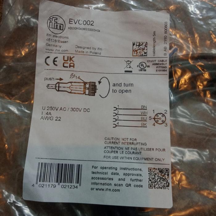 Jual CONNECTOR CABLE IFM EVC002/IFM ELECTRONIC EVC002 ORIGINAL ASLI ...