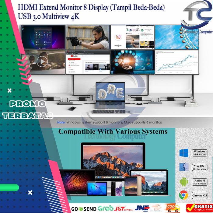 Jual HDMI Extend Monitor 8 Display (Tampil Beda-Beda) USB 3.0 Multi ...