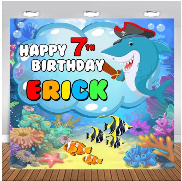Jual Banner Flexi Hiasan Dinding Birthday/ Backdrop - Ikan Hiasan Laut ...