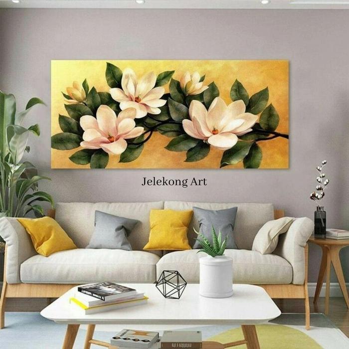 Jual Lukisan Minimalis Modern Bunga 004 Asli Lukisan Tangan Bonus Frame ...