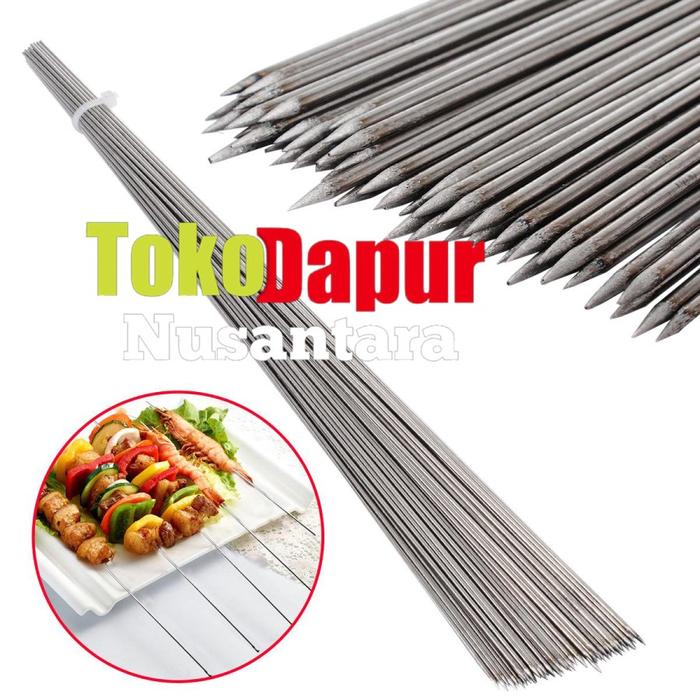Jual tusuk sate stainless4 mm/bbq/Kebab Skewer Stick Needle 45 cm ...