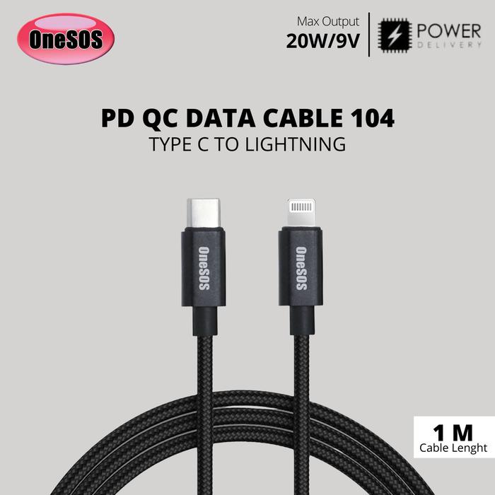 Promo OneSOS Nylon Kabel Data Type C to Lightning Power Delivery 20W CB104 - Jakarta Pusat ...