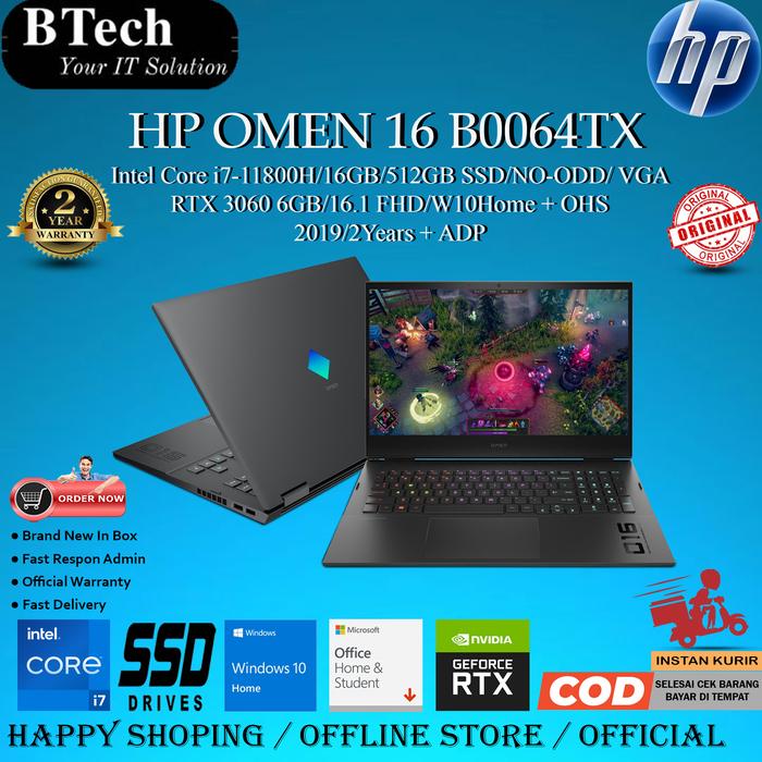 Jual HP OMEN 16 B0064TX I7-11800H 16GB 512SSD RTX3060 6GB W10Home+OHS ...
