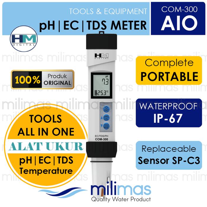 Jual HM Digital - pH-EC-TDS Meter Portable Handheld COM-300 - All In ...