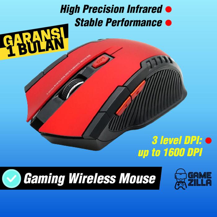 Promo Mouse Wireless Gaming USB Mause Wireles Game PC Laptop Komputer Murah - Red - Jakarta ...