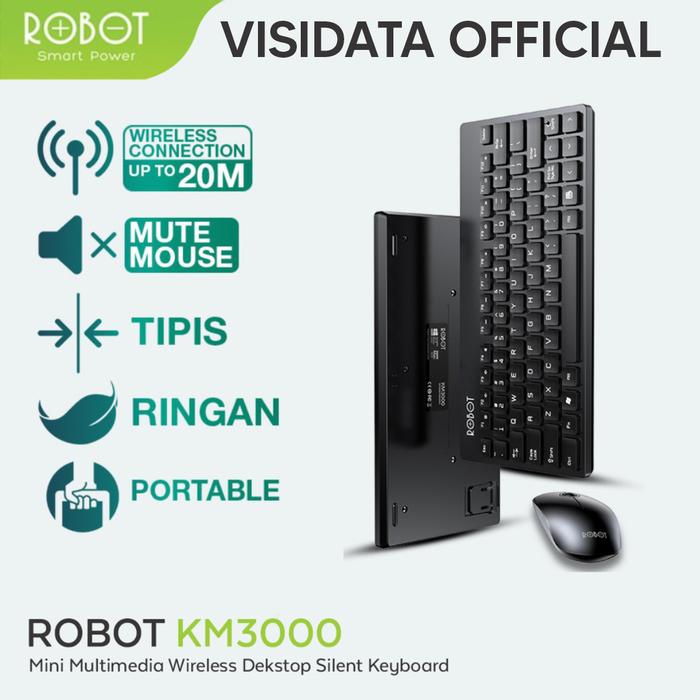 Jual Robot KM3000 Wireless Silent Keyboard & Optical Mouse Combo Full ...