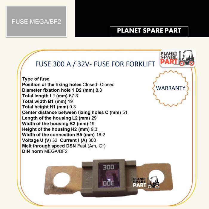 Jual Fuse 300A - White (mega BF2) 32V DC For Forklift - Kota Tangerang ...