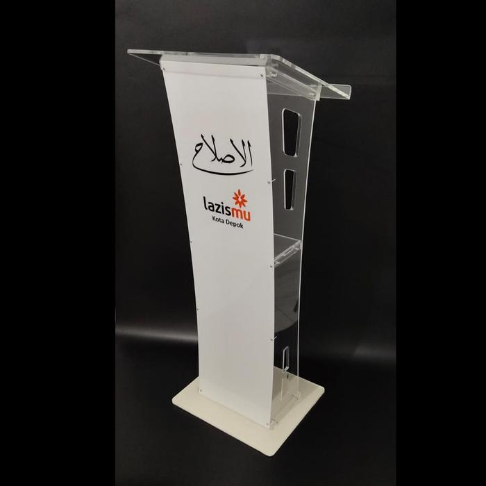 Jual CUSTOM LOGO Podium Mimbar Akrilik 8 mm (WARNA) + PACKING KAYU ...