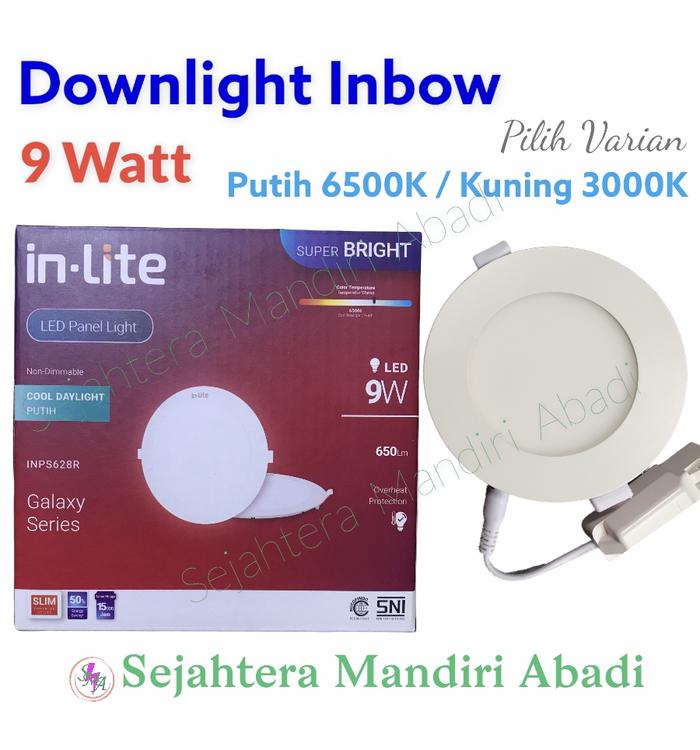 Jual Lampu Downlight Led Panel 9 Watt In-Lite Inbow Bulat INP-628R ...