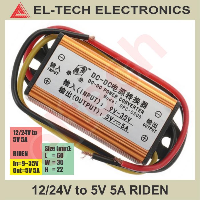 Jual 12-24V Step Down to 5V 5A DC-DC Converter Power Modul Module ...