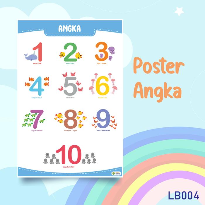 Jual Poster Edukasi Angka, Poster Belajar Angka Untuk Anak - LB051 ...