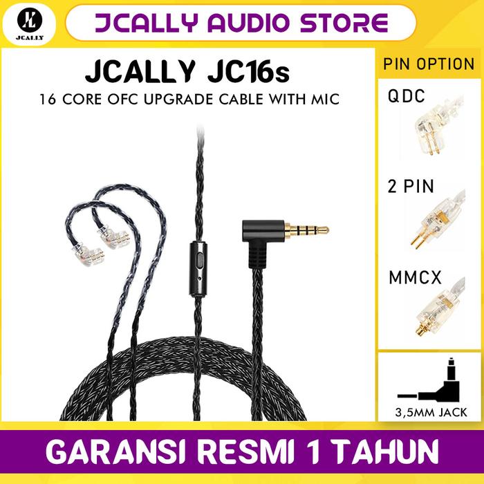 Jual JCALLY JC16S Kabel Upgrade OFC 16 Core with Mic IEM Headset Cable ...