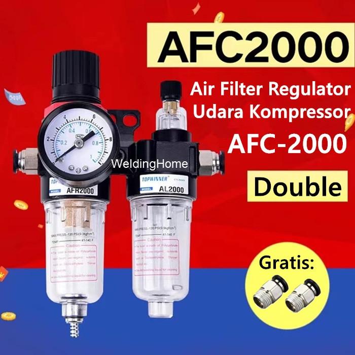 Jual AFC-2000 Air Filter Regulator Udara Kompresor 1/4 Inch Double 1/4 ...