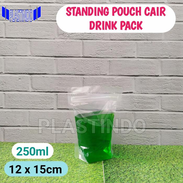 Jual DRINK PACK 250ml STANDING POUCH PLASTIK KLIP MINUMAN CAIRAN PUDOT ...