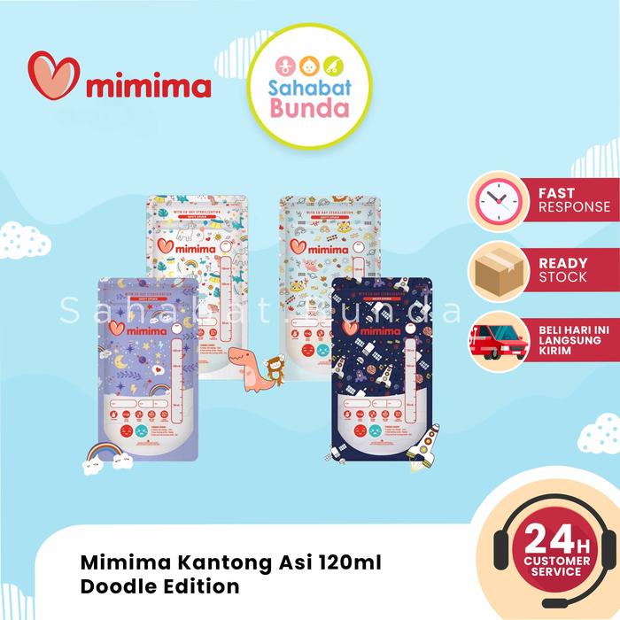 Jual Mimima - Kantong Asi 120ml Doodle Edition Kantong Penyimpanan Asi ...