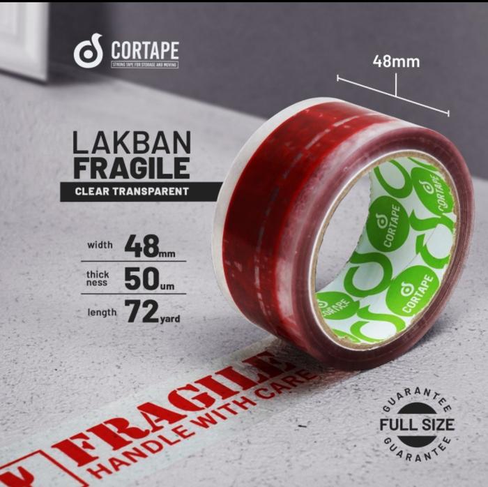 Jual LAKBAN FRAGILE MERAH ISOLASI FRAGILE PUTIH SELOTIP MASKOT CORTAPE ...