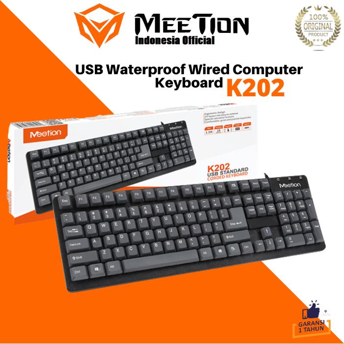 Jual MeeTion USB Waterproof Wired Computer Keyboard Kantor K202 - Kab ...