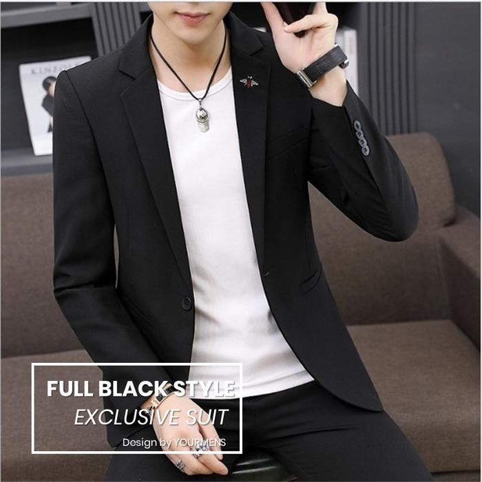EXCLUSIVE BLAZER PRIA FULL BLACK STYLE EXCLUSIVE TWIST NIKAYU - Hitam ...