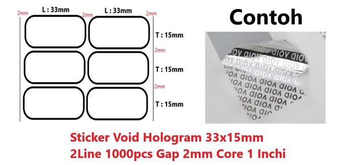 Jual Sticker Void Hologram Silver 33x15mm 2Line 1000pcs Gap 2mm Core 1 ...