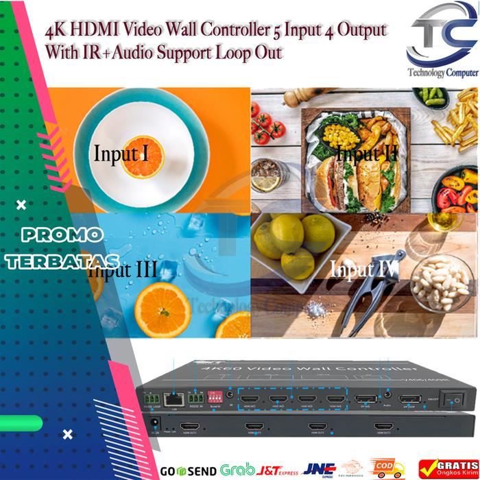 Jual 4K HDMI Multiview 5 Input 4 Output Video Wall Controller 2x2 For 4 ...