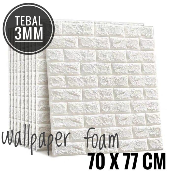 Jual WALLPAPER FOAM STICKER BATU BATA 3D WARNA 70x77 cm - Putih - Kota ...