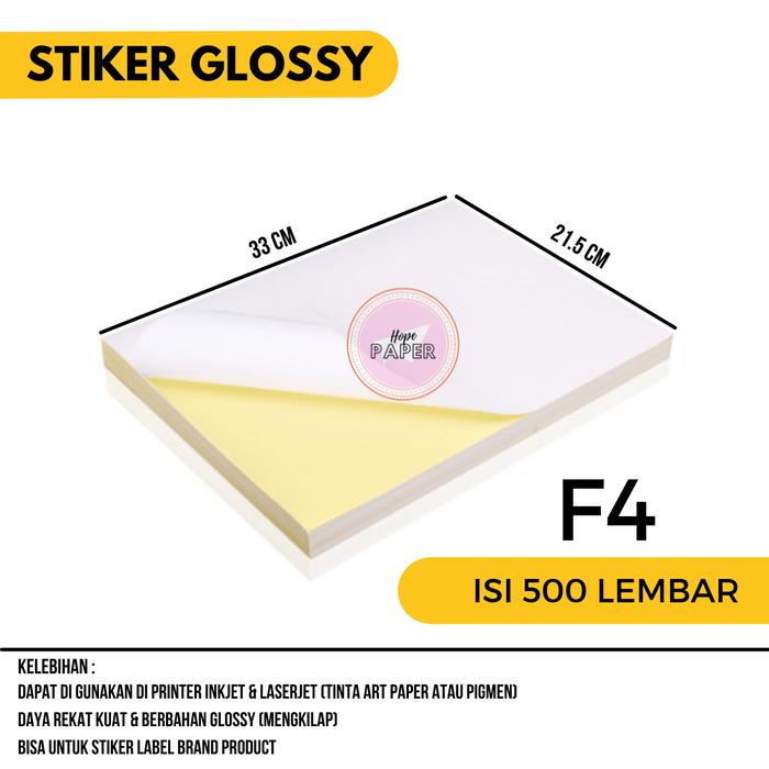Jual Kertas Stiker F4 Cromo Glossy isi 500 lembar / Kertas Stiker ...