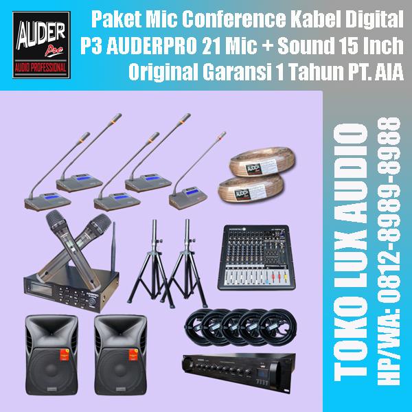 Jual Mikrofon conference system digital AUDERPRO paket P3 bisa rekam ...