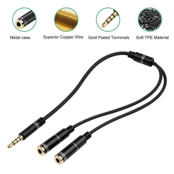 Jual Splitter Dual Output Jack 3.5mm Audio Aux Spliter Earphone Speaker ...