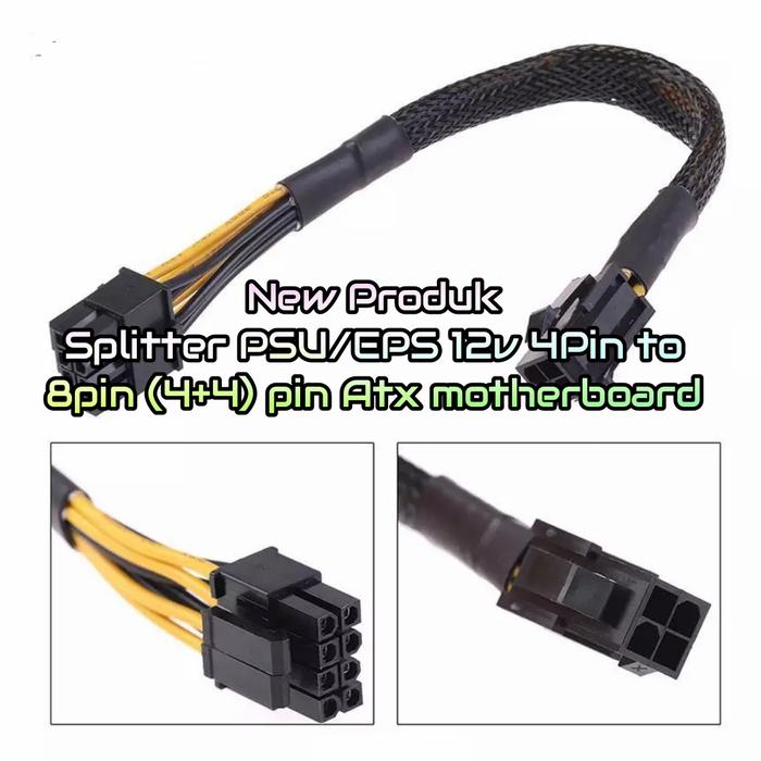 Jual Splitter konverter Cpu 4pin Female to 8pin (4x4) ATX Male RIBON ...