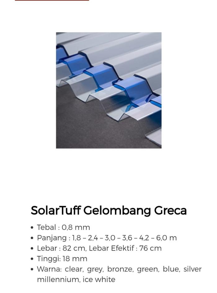 Jual Atap Plastik Solartuff /Polycarbonate Gelombang Greca - Kota Bogor ...