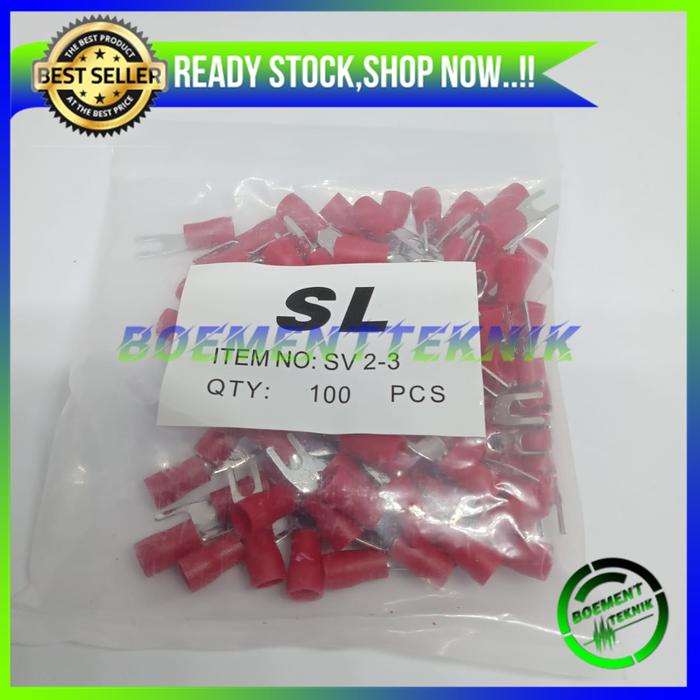 Jual Kabel Skun Y 2.5mm M3 Sekun Garpu ukuran cable 1,5-2,5 mm - Merah ...