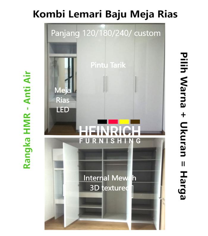 Promo Kombi Lemari Baju Meja Rias Pintu Tarik Pakaian Wardrobe Premium ...