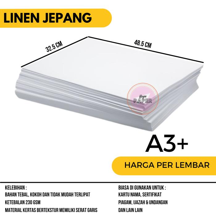 Jual Kertas Linen Jepang A3 Plus 32.5cm x 48.5cm 230 gsm harga per ...
