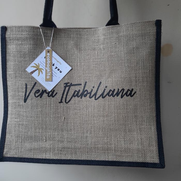Jual GROSIR tas goni / jute bag / tote bag custom nama tanpa aksesoris ...