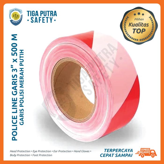Jual Garis Polisi / Police Line / Barricade Line Merah Putih 3 inch x ...