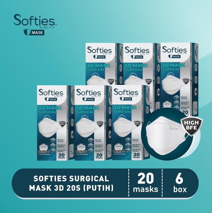 Promo Softies Surgical Mask 3D 20s 6 Box - Putih - Kota Tangerang ...
