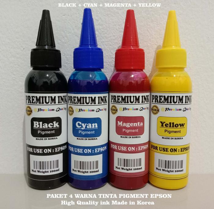 Promo PAKET 4 WARNA TINTA PIGMENT EPSON 100ML PREMIUM INK - MADE IN ...
