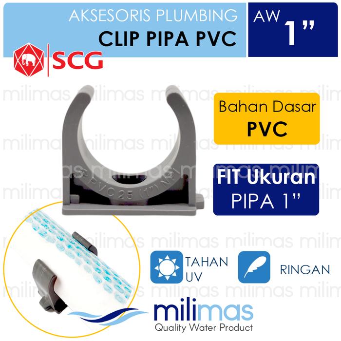 Jual SCG - Clip Pipa PVC 1" - Klem Pipa PVC Uk.25 mm Polyvinyl Chloride ...