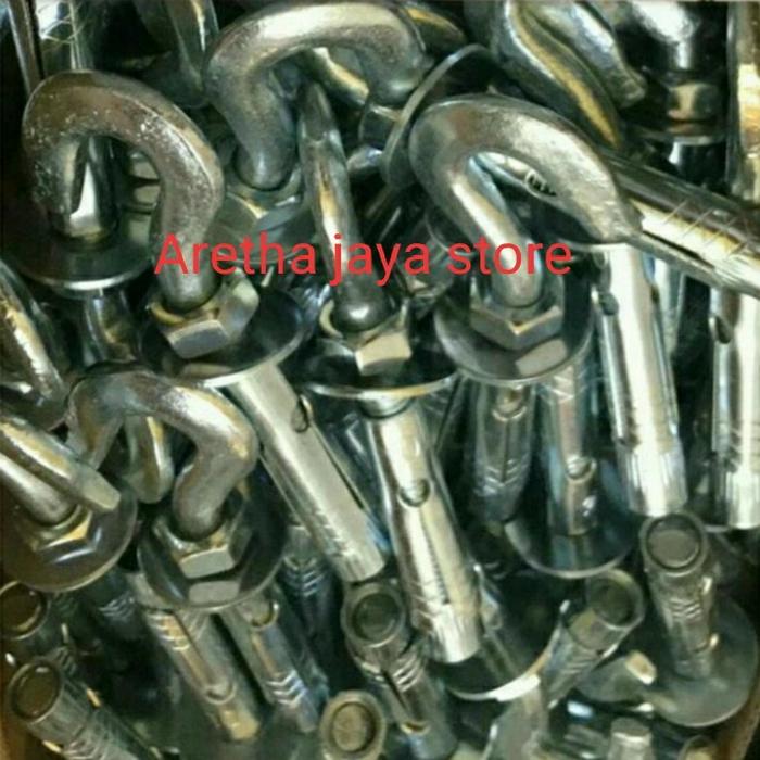 Jual dinabolt hook bolt m10x50/ hook sleeve anchor m10x50/ dynabolt ...