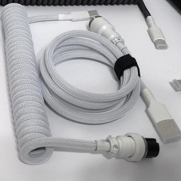 Jual CUSTOM MECHANICAL KEYBOARD COILED PREMIUM CABLE KABEL WHITE PUTIH ...