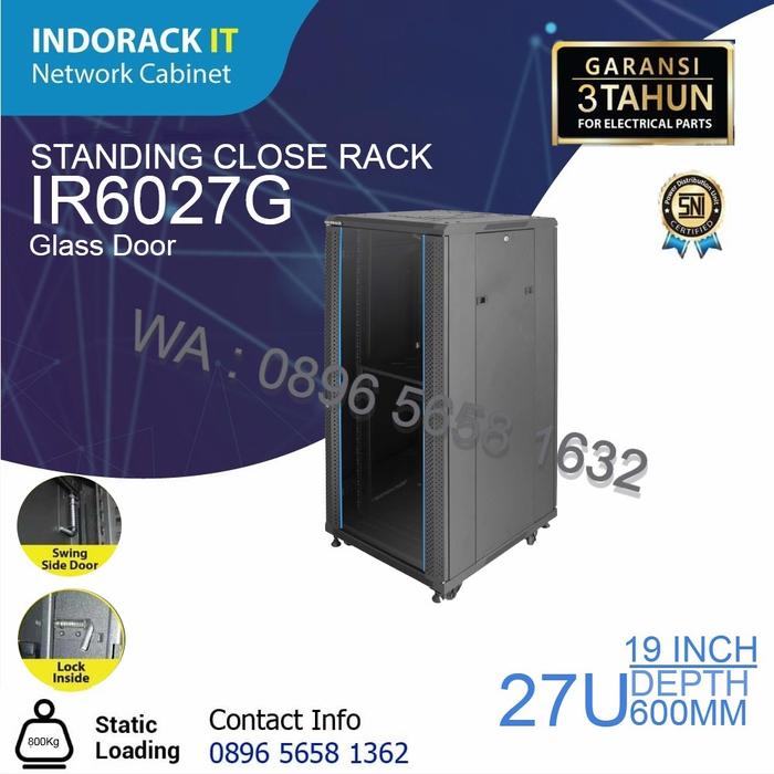 Promo Close Rack INDORACK Glass Door Rack Server 27U Depth 600mm ...