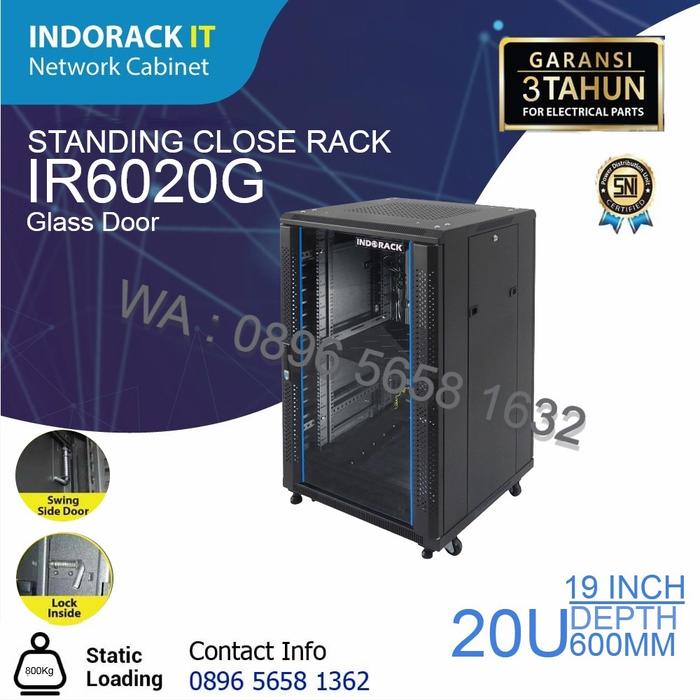 Promo Close Rack INDORACK Glass Door Rack server 20U Depth 600mm ...