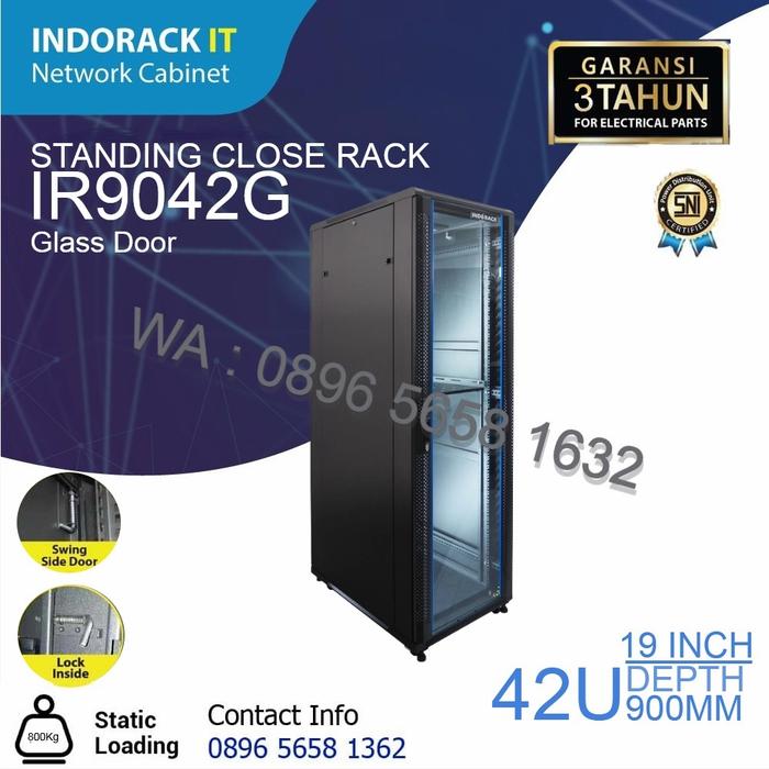 Promo Rack Server 19''42U IR9042G Depth 900mm Indorack Close Rack Glass ...