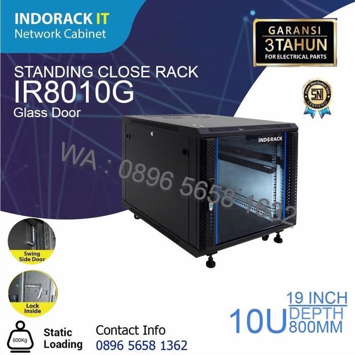 Promo Close Rack INDORQCK Glass Door Rack Server 10U Depth 800mm ...