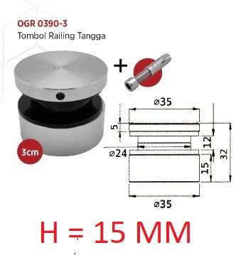 Jual Glass Railing Pin Konektor Kaca Tembok 1,5 Cm Pin Kaca Tangga 15 ...